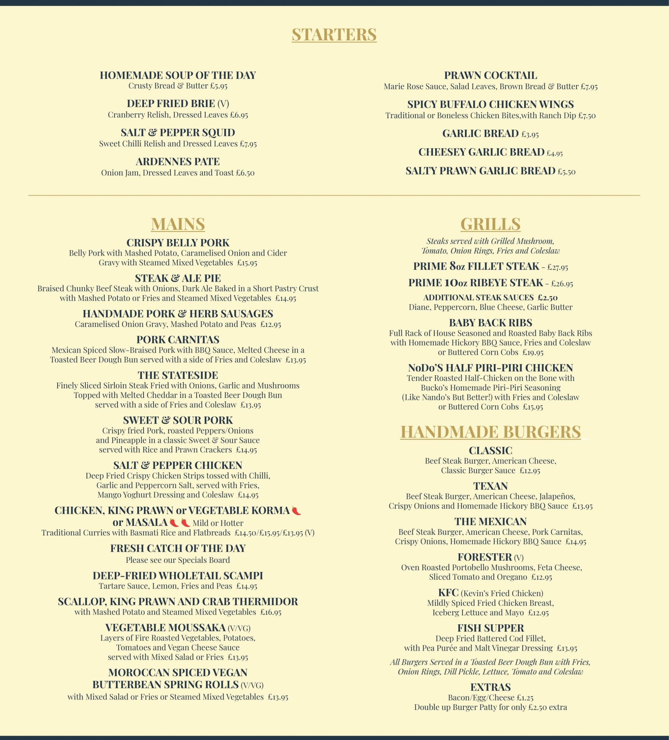 MENU – Pony Inn & Brasserie