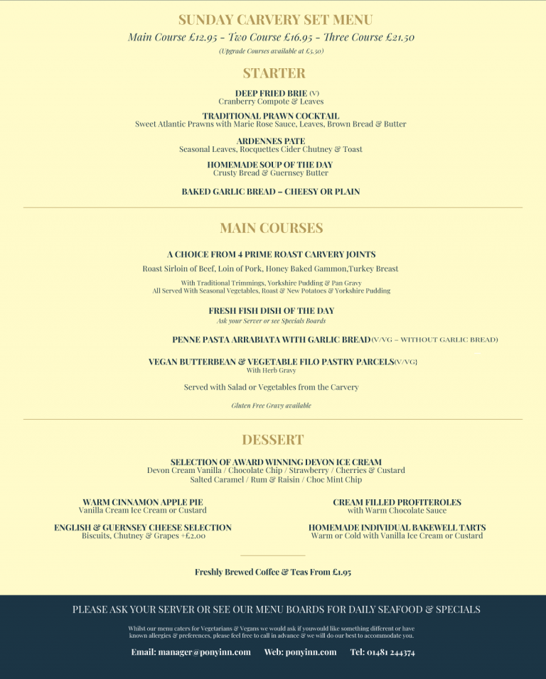 SUNDAY CARVERY – Pony Inn & Brasserie
